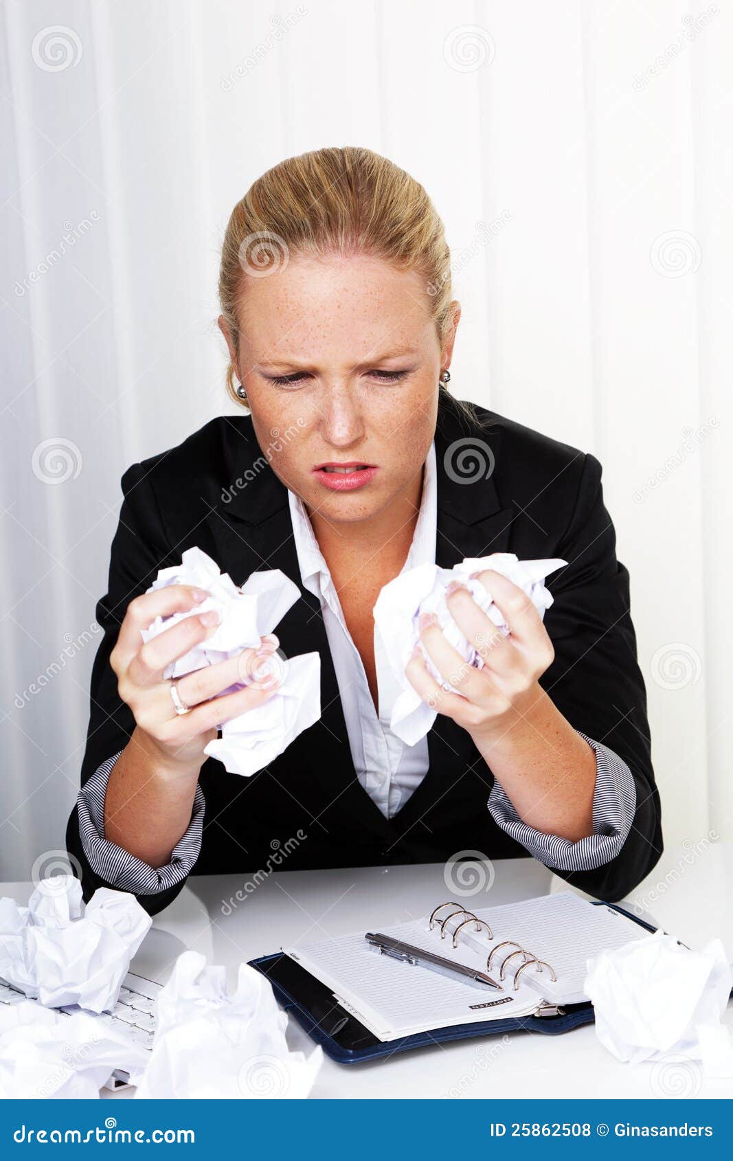 Woman in Office with Crumpled Paper Stock Photo - Image of fatigue ...