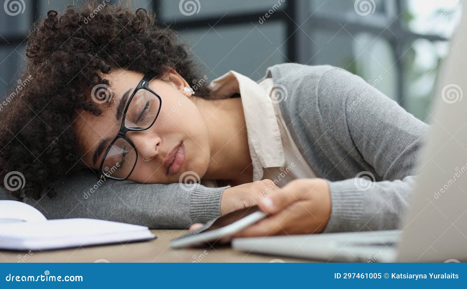 Woman in the Office Sleeping at the Workplace at the Computer Stock ...