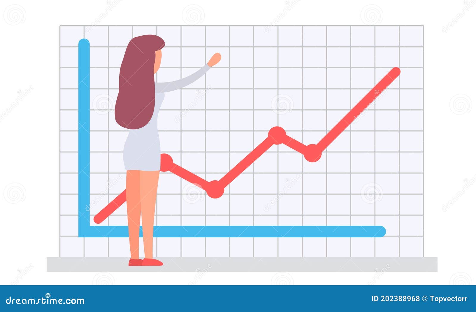 Woman Office Worker Analyzes Demand on Presentation with Increasing ...