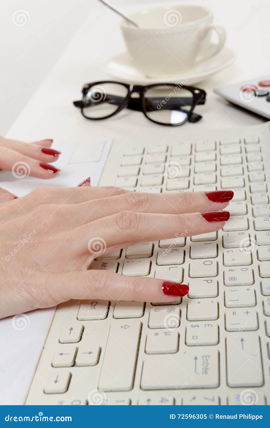 Woman Office Worker Typing on the Keyboard Stock Image - Image of human ...