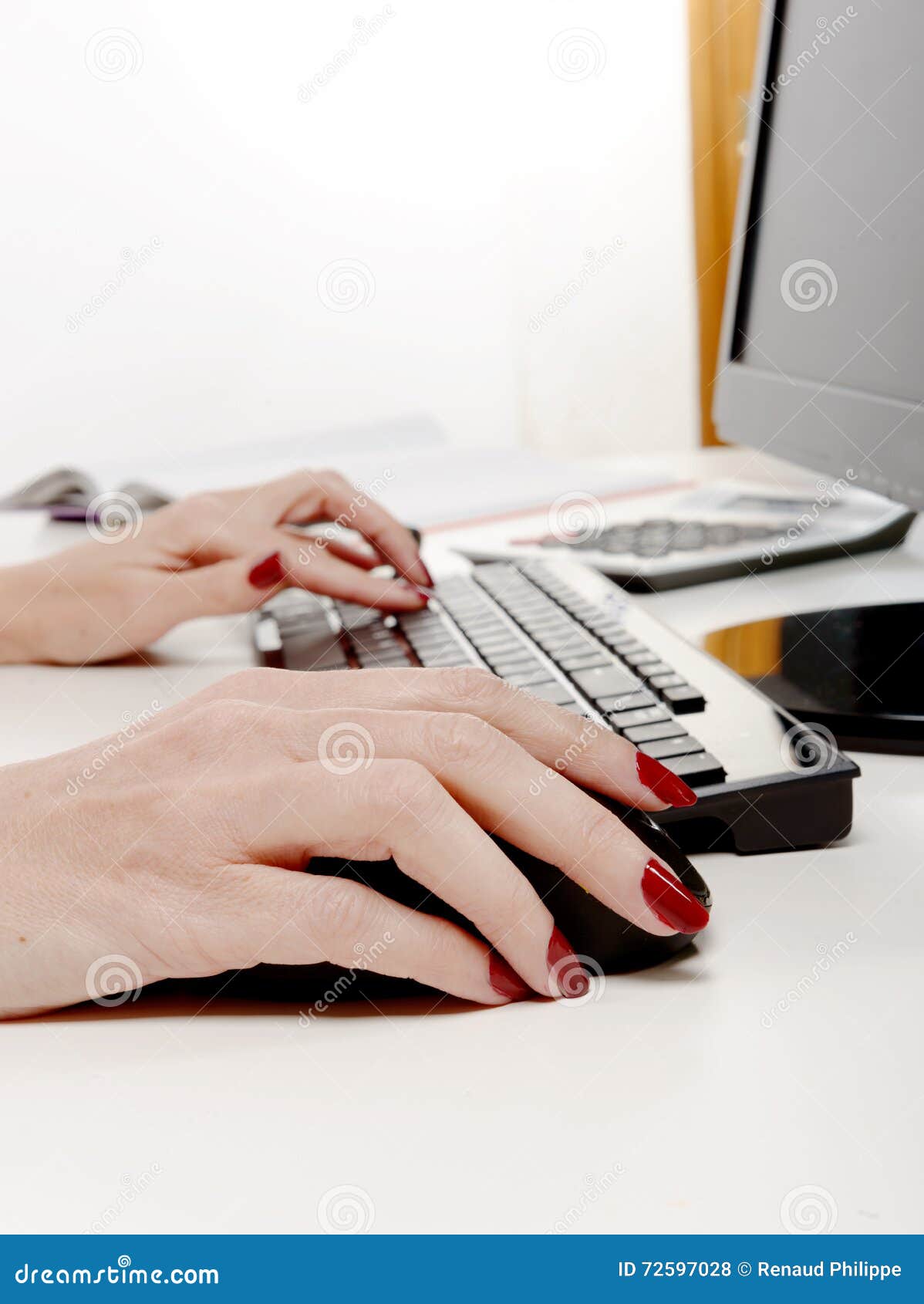 Woman Office Worker Typing on the Keyboard Stock Photo - Image of ...