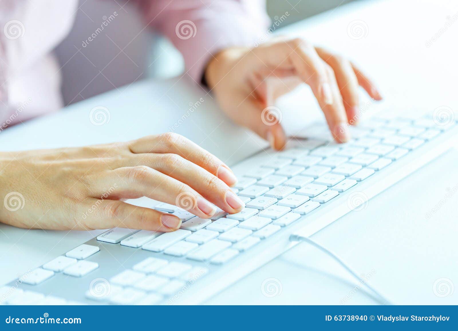 Woman Office Worker Typing on the Keyboard Stock Photo - Image of ...