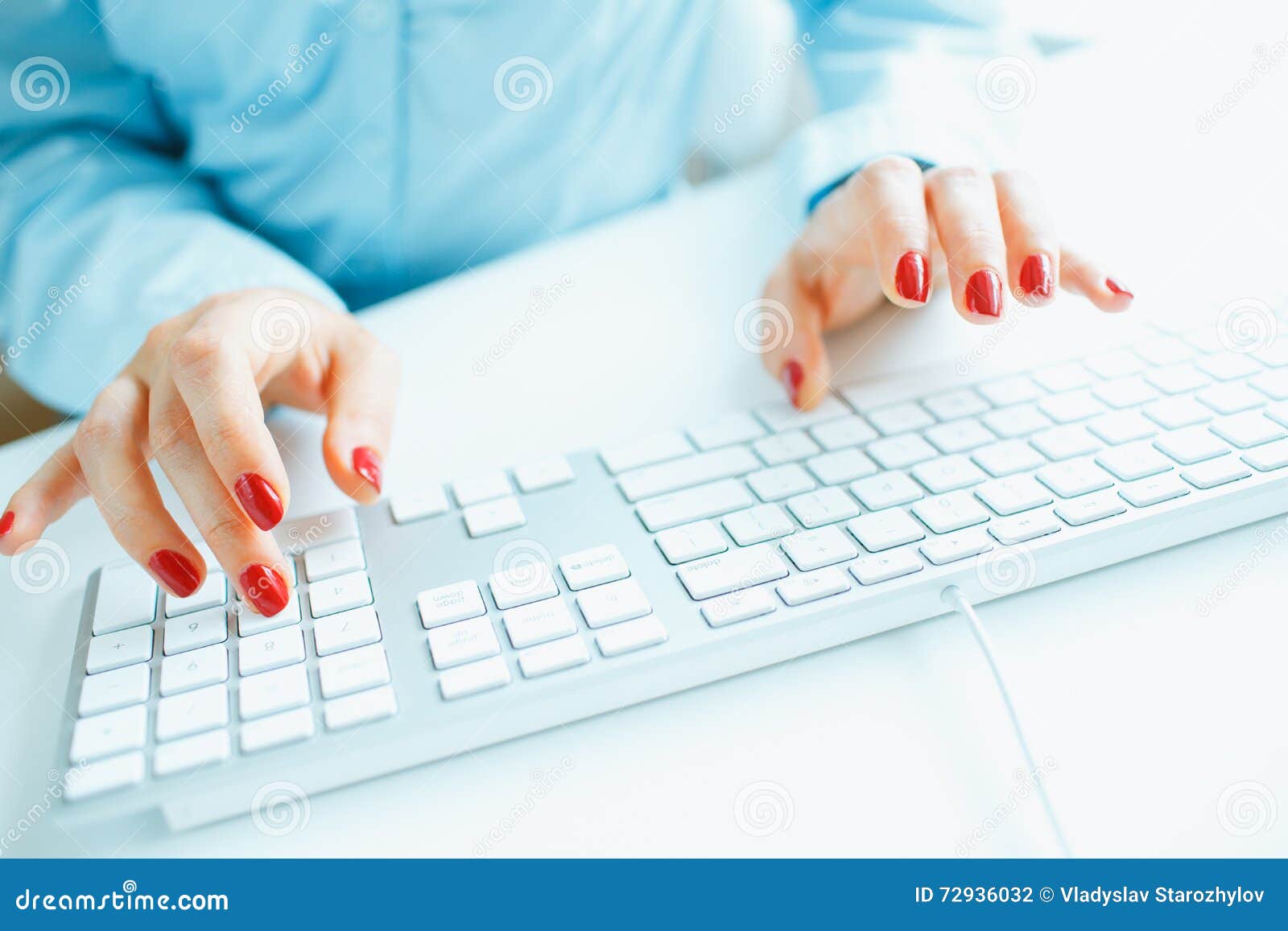 Woman Office Worker Typing on the Keyboard Stock Photo - Image of ...