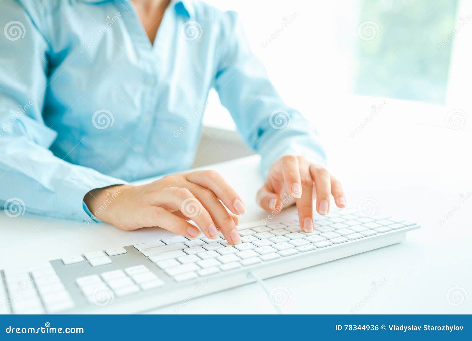 Woman Office Worker Typing on the Keyboard Stock Photo - Image of ...