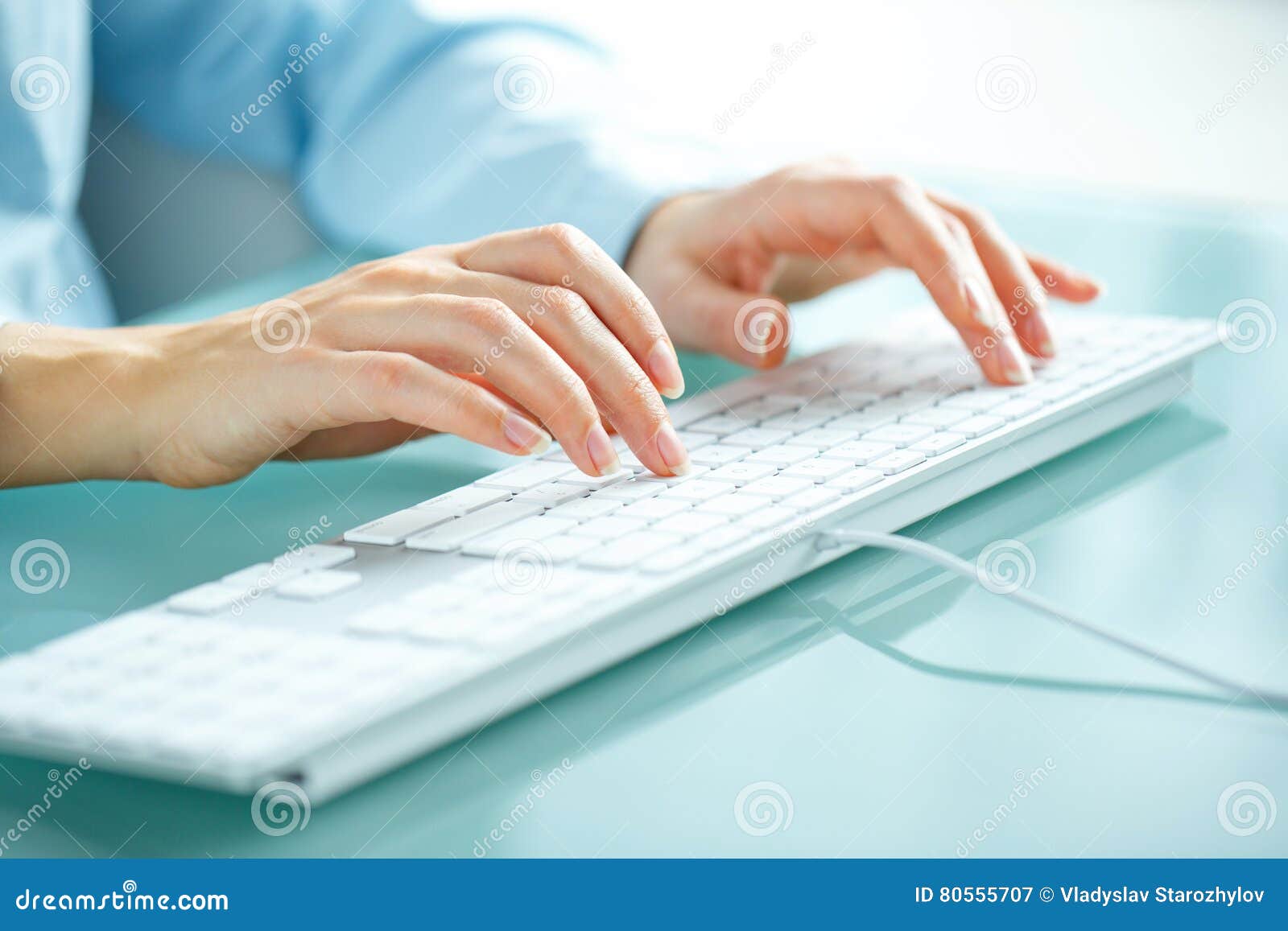 Woman Office Worker Typing on the Keyboard Stock Image - Image of busy ...