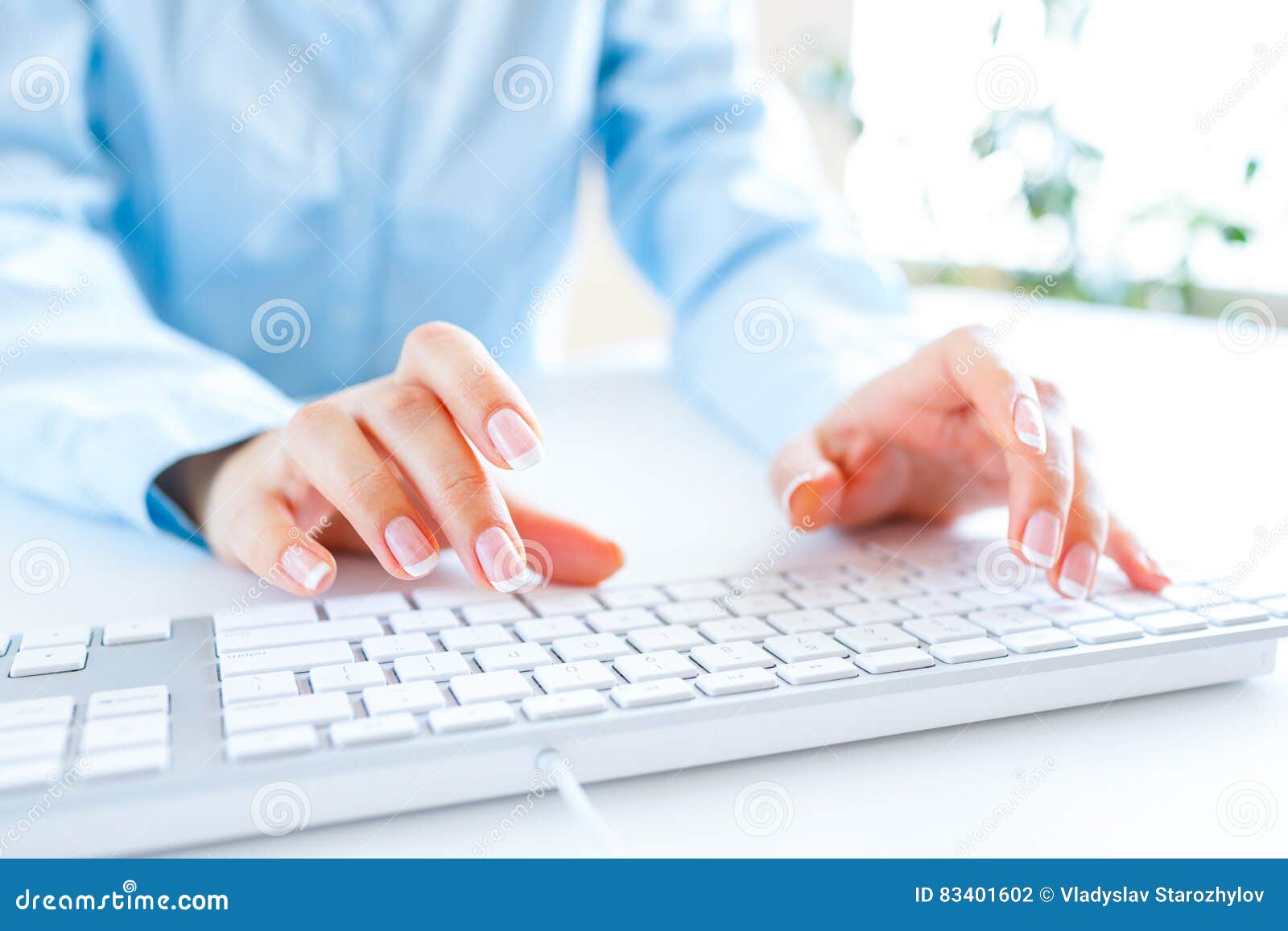 Woman Office Worker Typing on the Keyboard Stock Photo - Image of ...