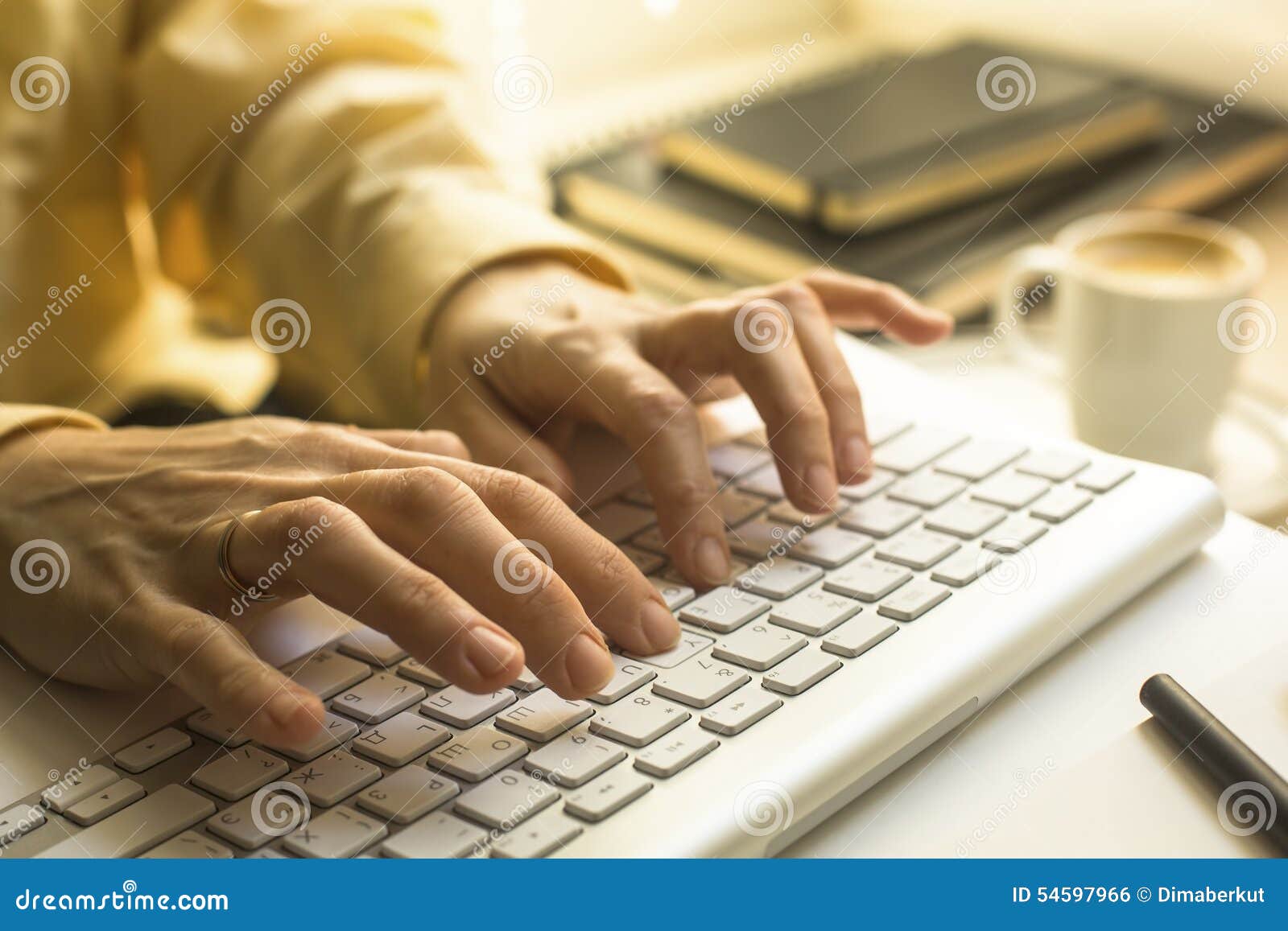Woman Office Worker Typing on the Keyboard. Manager. Stock Photo ...