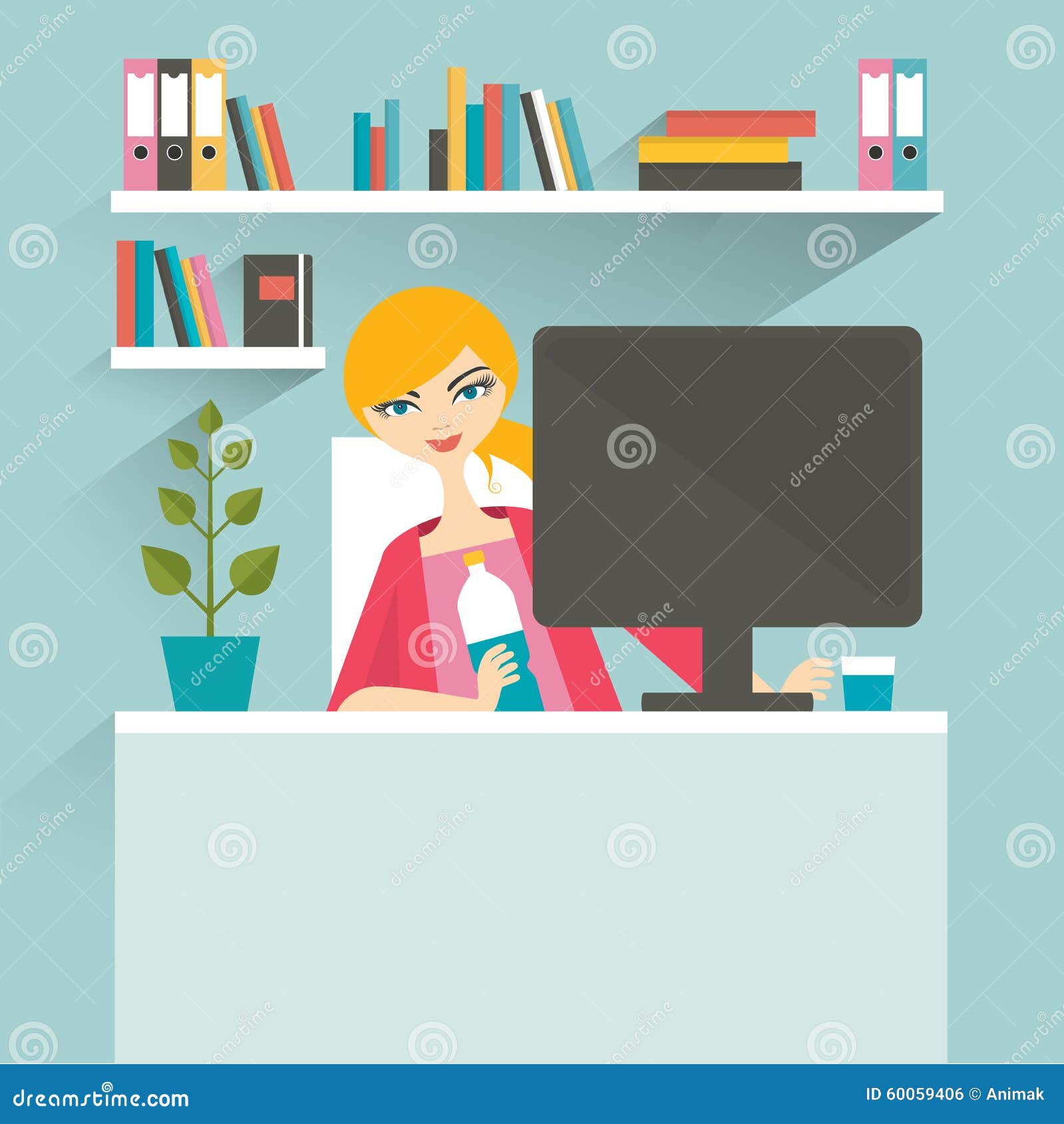 Woman Office Workplace. Secretary Stock Vector - Illustration of ...