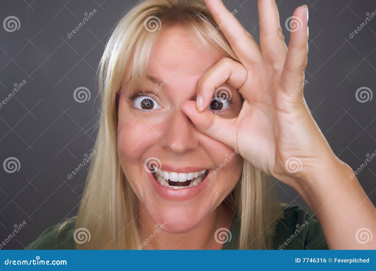 Woman with Okay Sign in Front of Face Stock Photo - Image of beauty ...