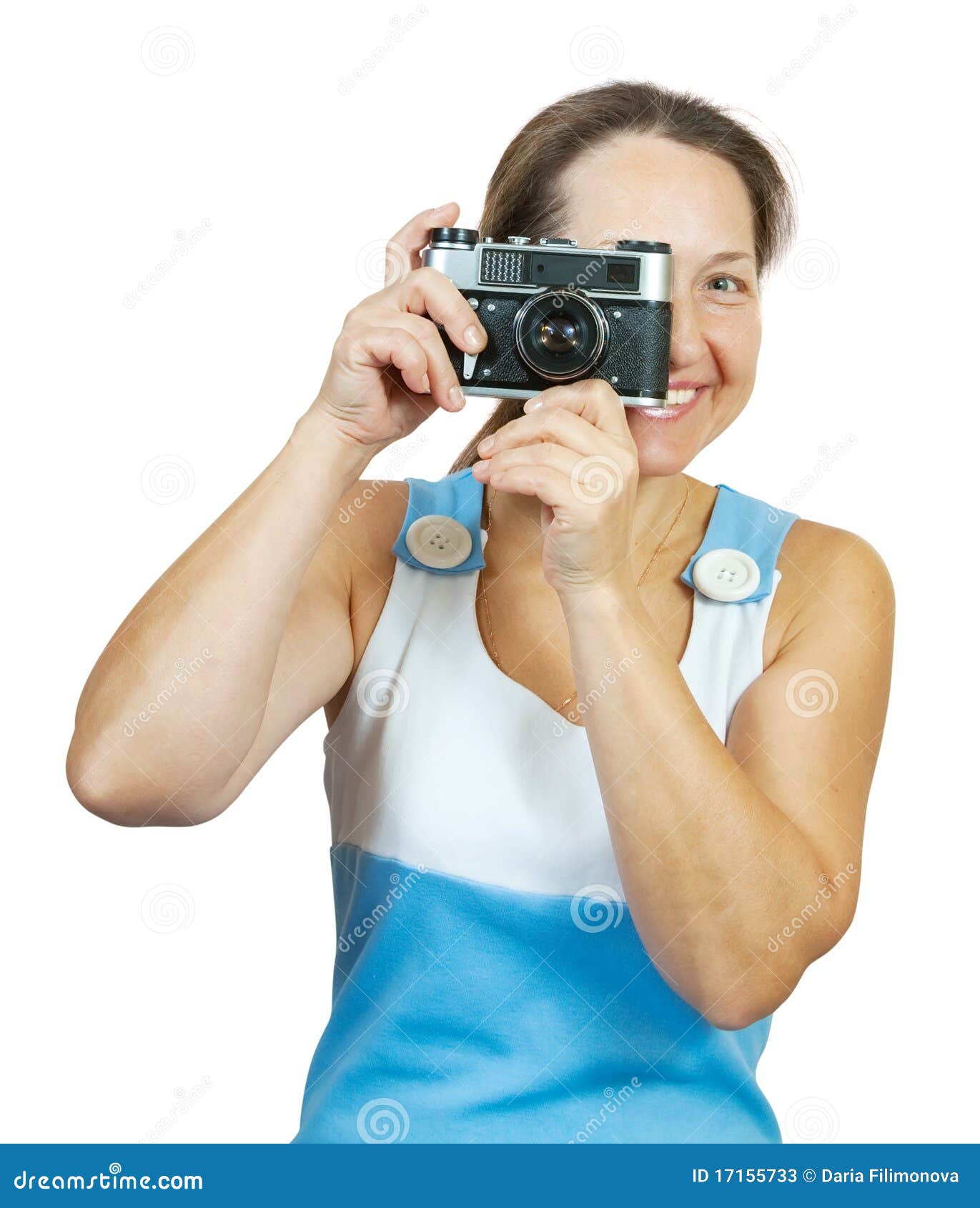 Woman with Old-fashioned Camera Stock Image - Image of retirement ...