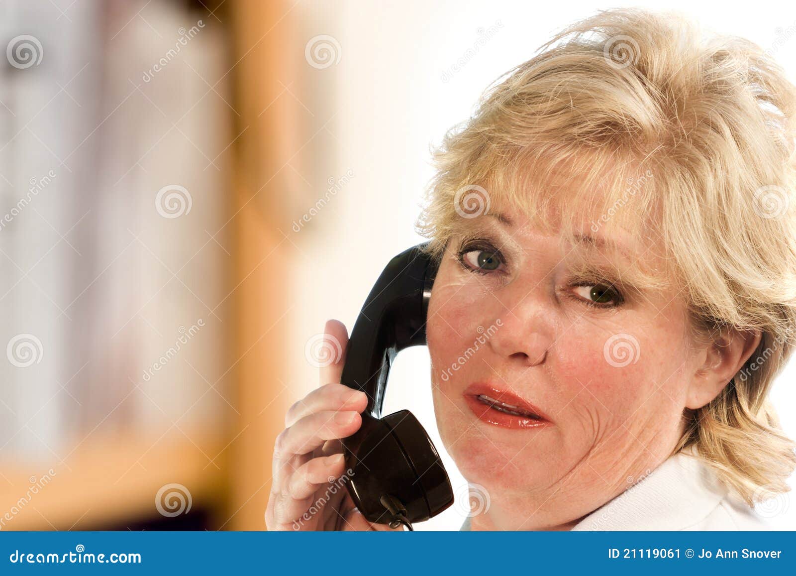 Woman on Old Fashioned Phone Stock Image - Image of midlife, operator ...