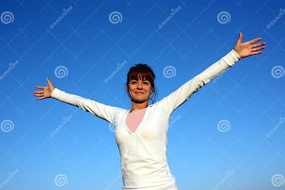 A woman with open arms stock image. Image of flight, outdoor - 11382719
