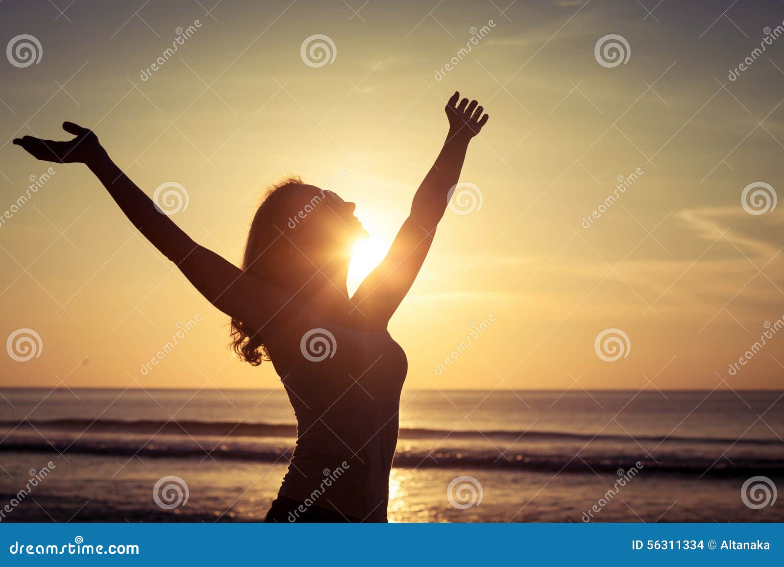 Woman Open Arms Under the Sunset Stock Photo - Image of arms, recovery ...
