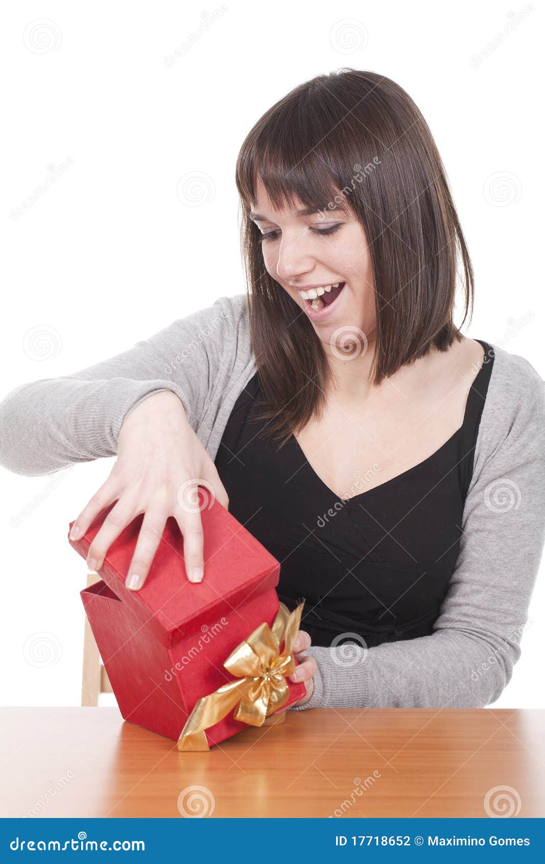 Woman open a gift box stock photo. Image of girl, beautiful - 17718652