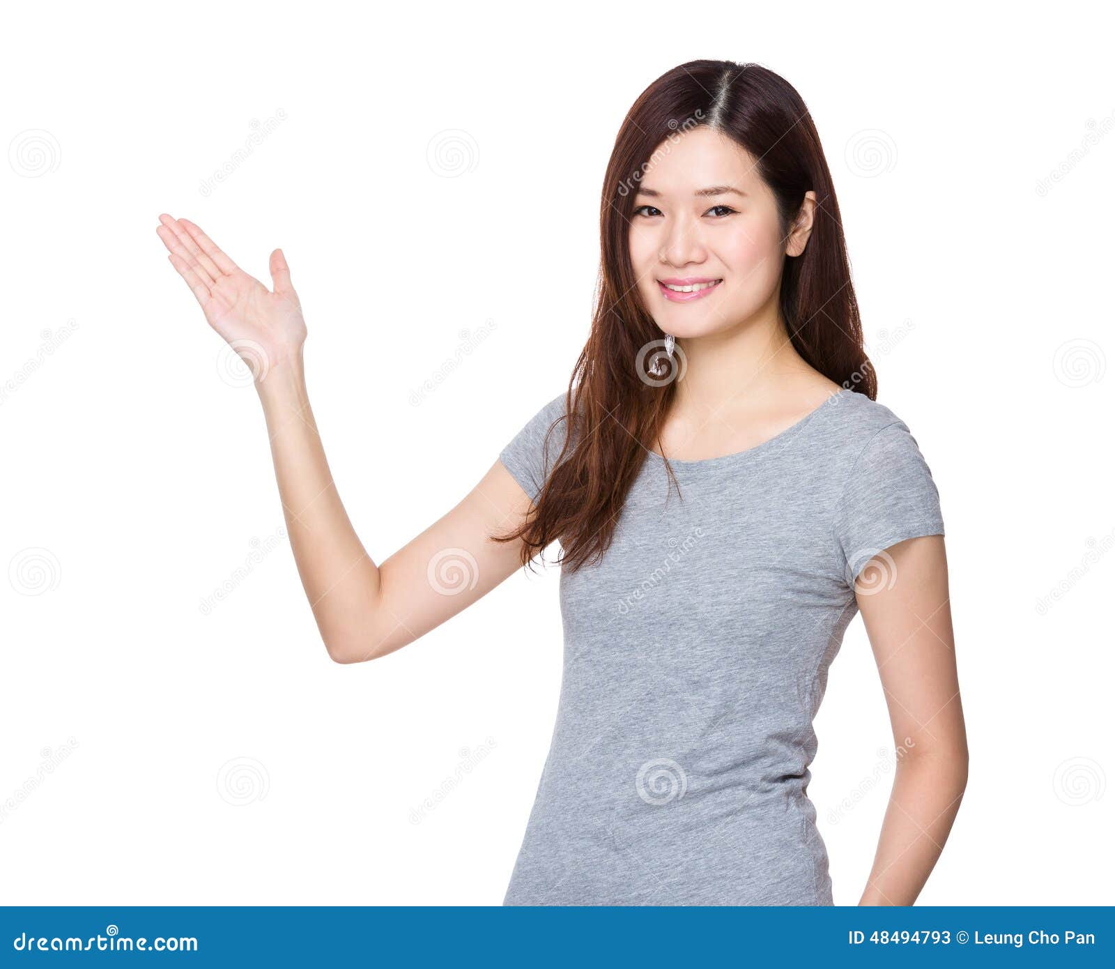 Woman with open hand palm stock image. Image of asia - 48494793