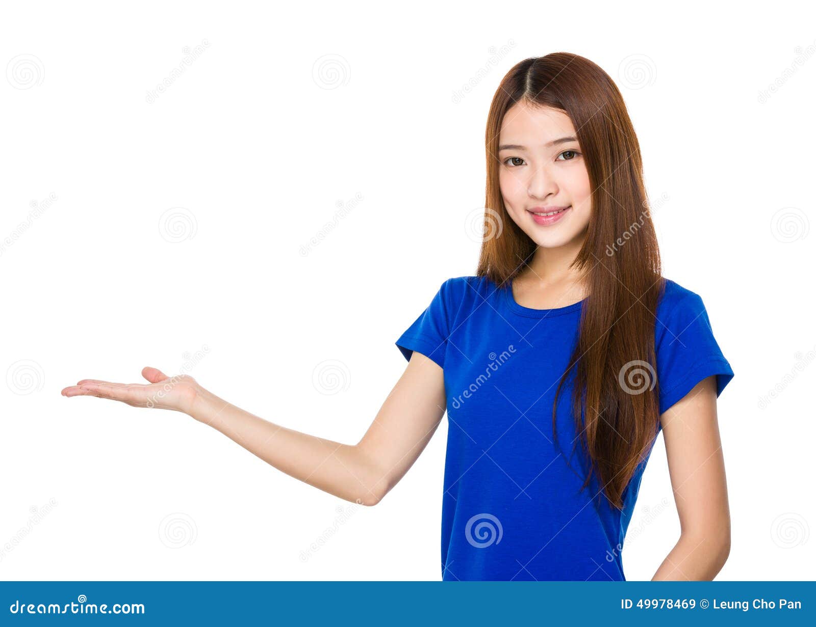 Woman with open hand palm stock image. Image of open - 49978469