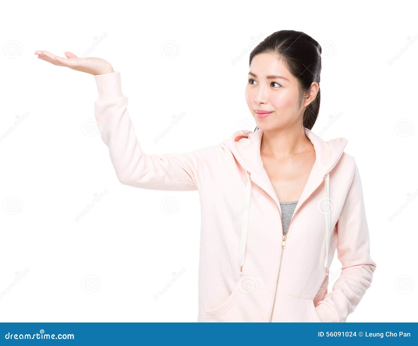Woman with open hand palm stock photo. Image of people - 56091024