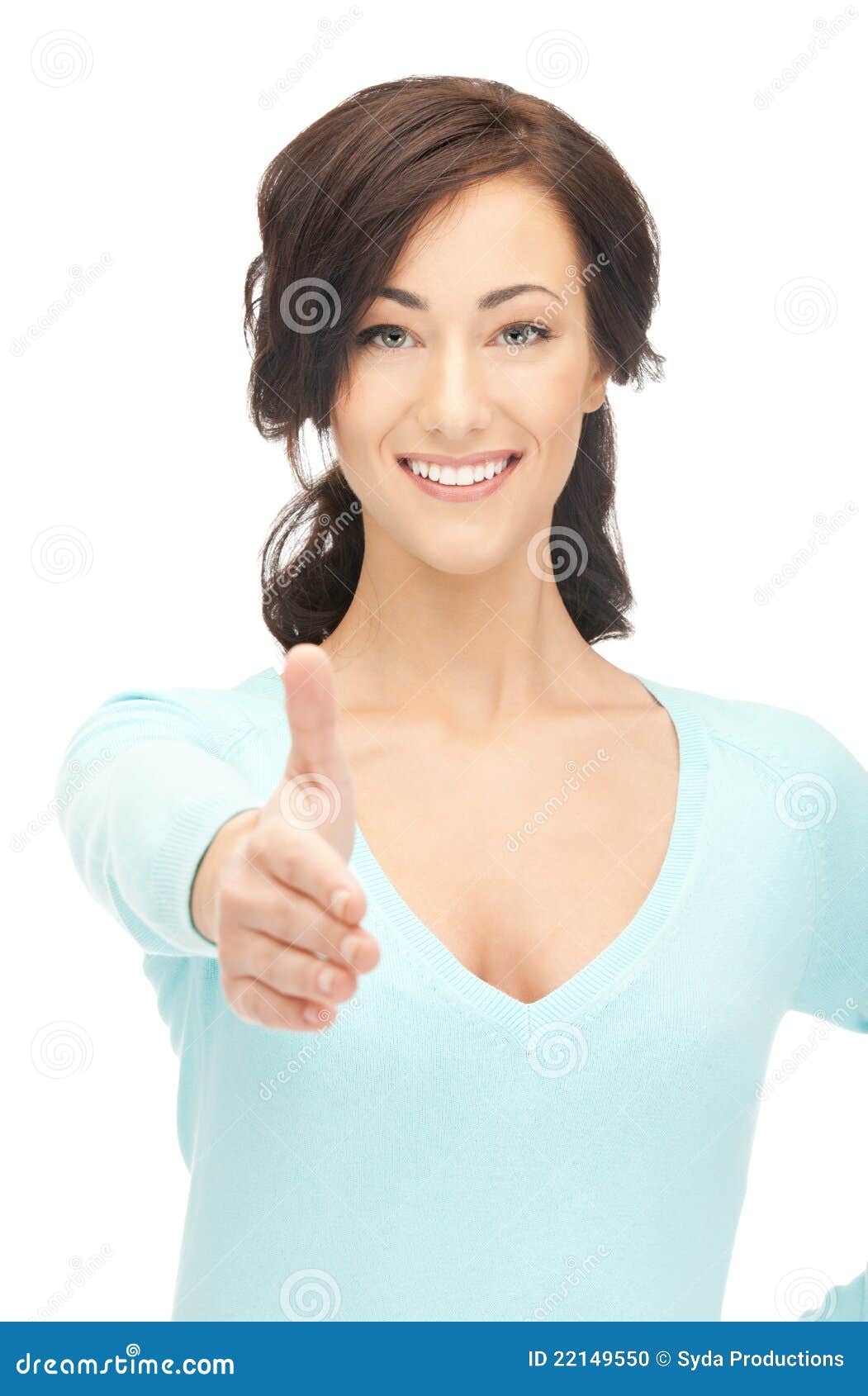 Woman with an Open Hand Ready for Handshake Stock Photo - Image of ...