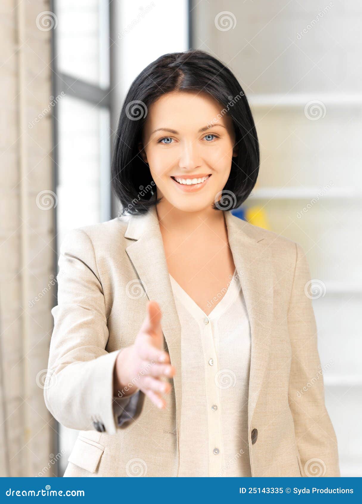 Woman with an Open Hand Ready for Handshake Stock Image - Image of ...