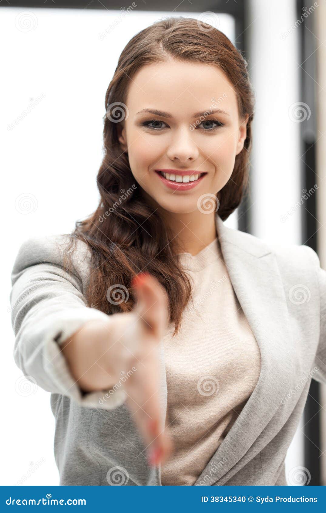Woman with an Open Hand Ready for Handshake Stock Photo - Image of ...