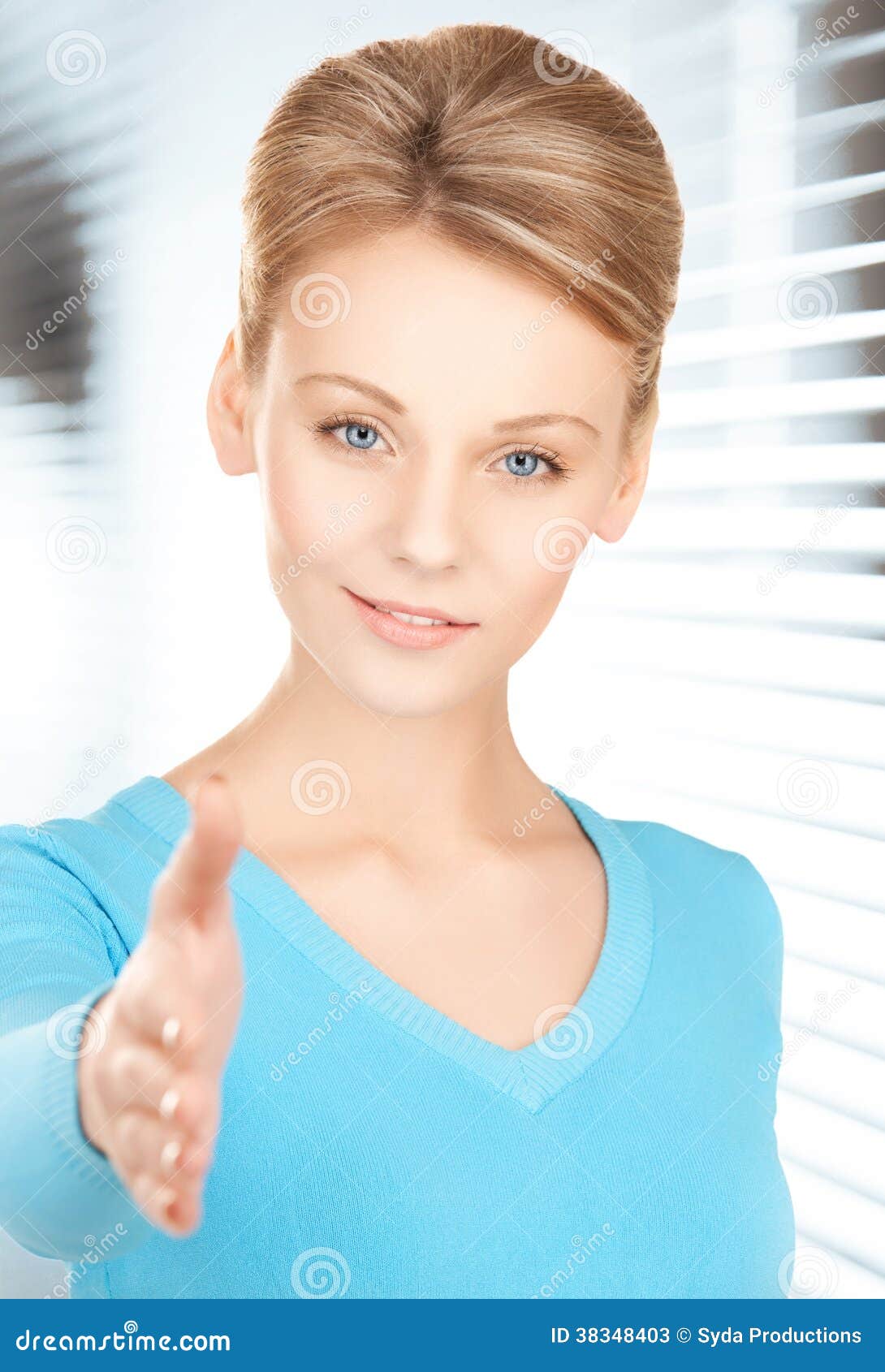 Woman with an Open Hand Ready for Handshake Stock Image - Image of ...
