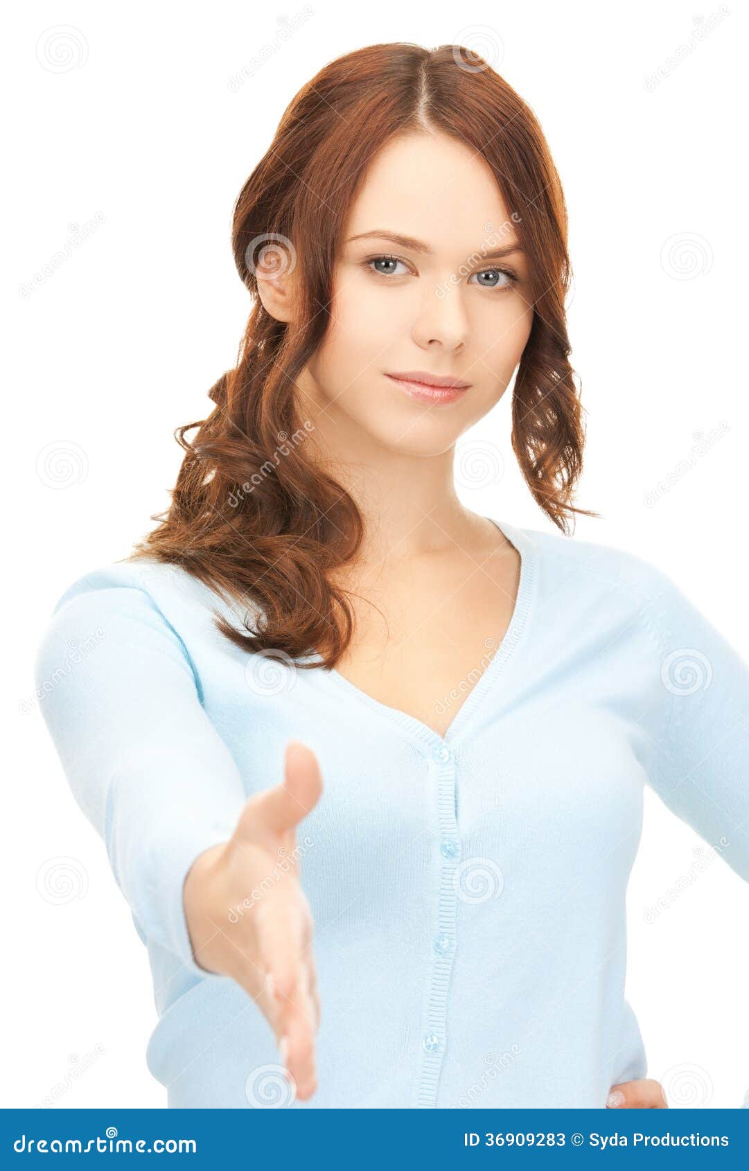 Woman with an Open Hand Ready for Handshake Stock Image - Image of ...