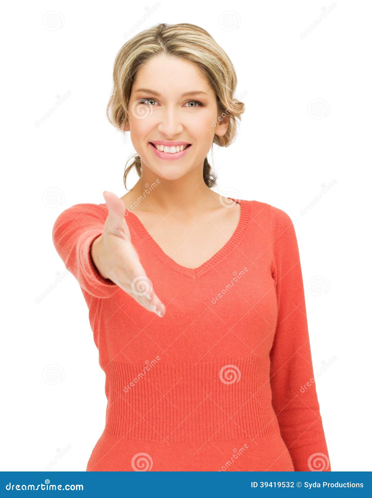 Woman with an Open Hand Ready for Handshake Stock Photo - Image of ...