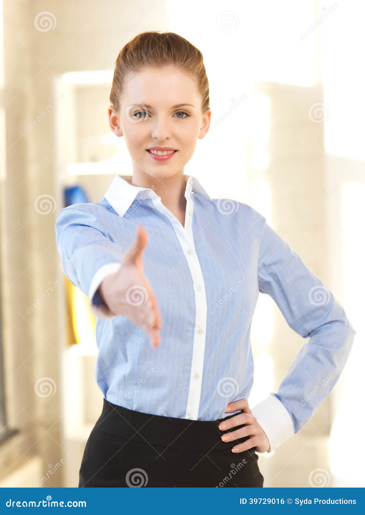 Woman with an Open Hand Ready for Handshake Stock Photo - Image of kind ...