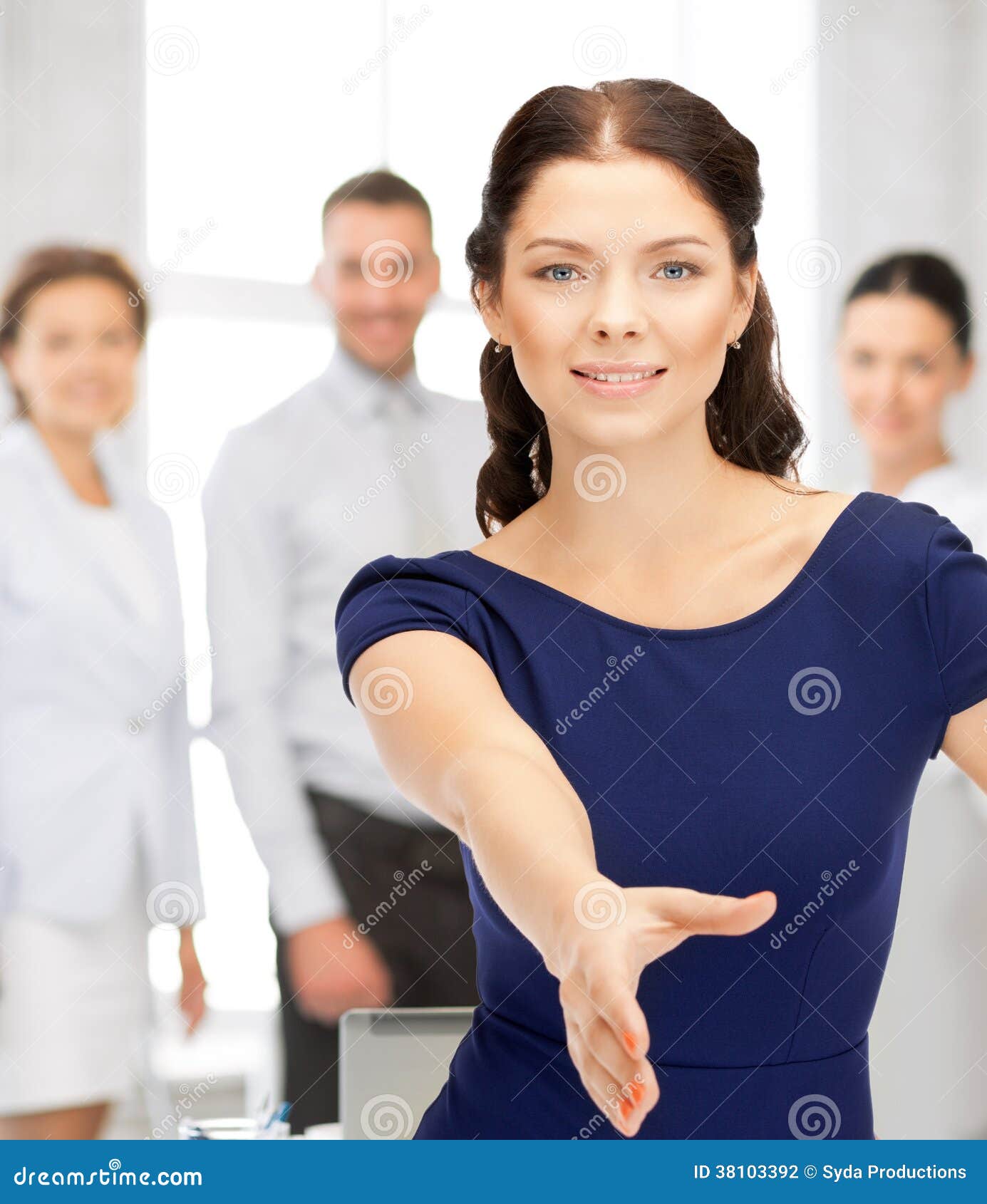 Woman with an Open Hand Ready for Handshake Stock Photo - Image of ...