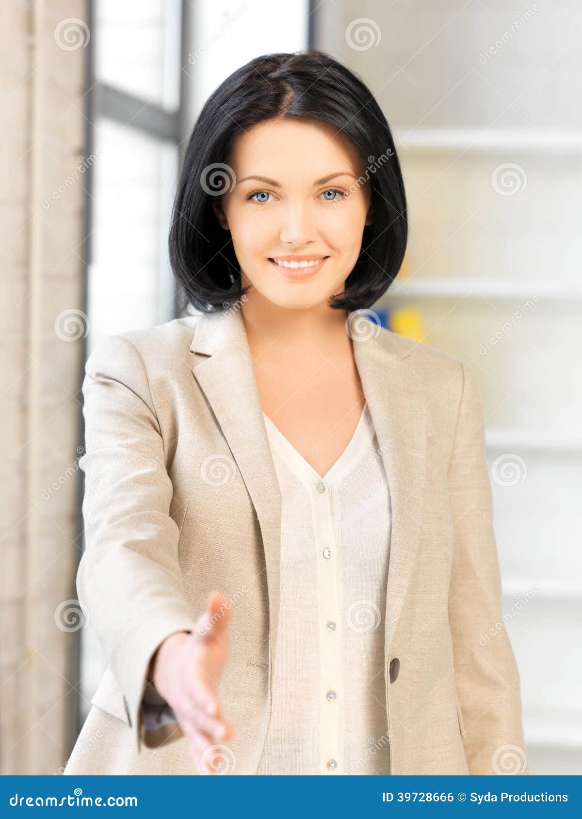 Woman with an Open Hand Ready for Handshake Stock Photo - Image of ...