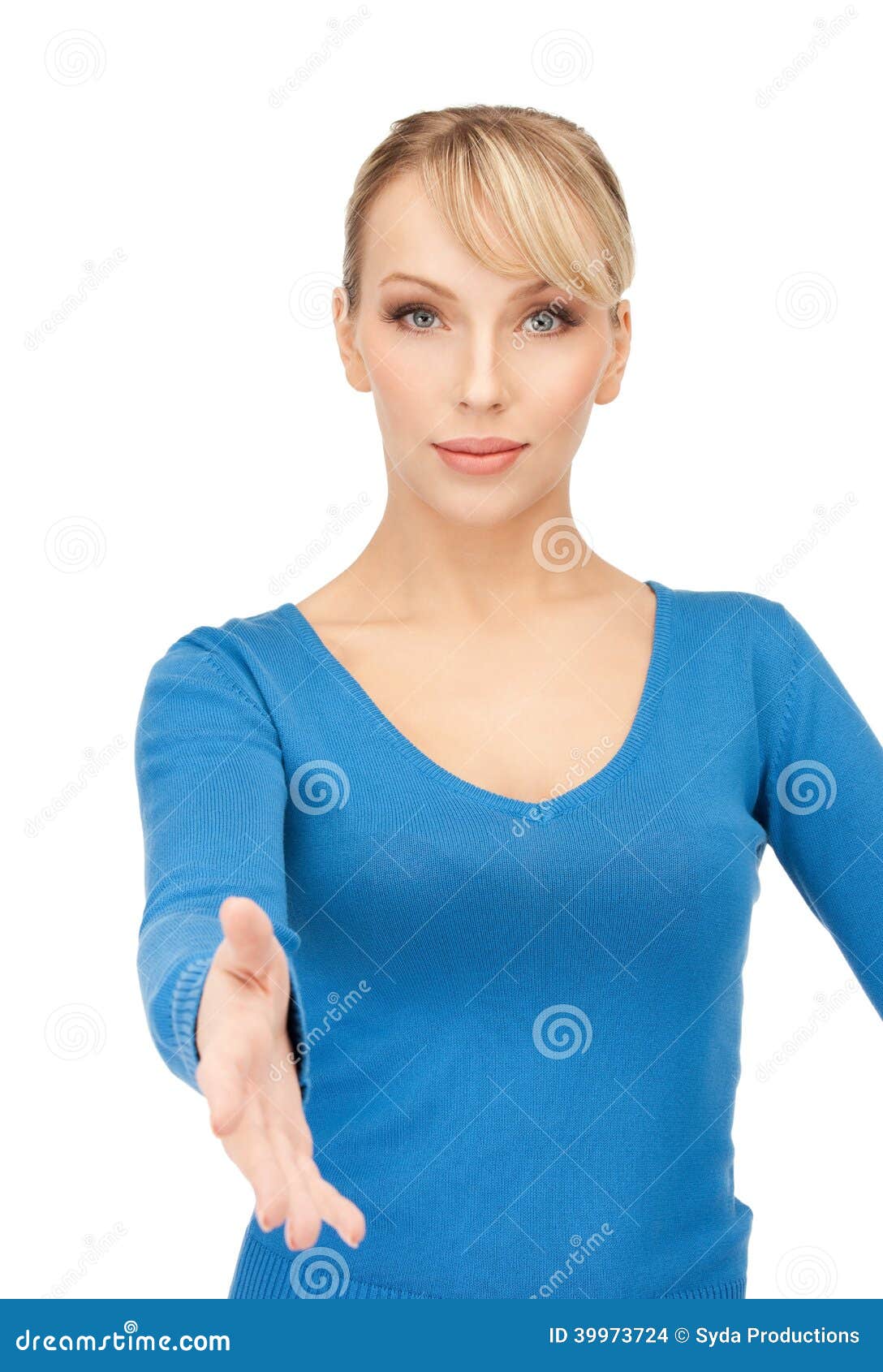 Woman with an Open Hand Ready for Handshake Stock Photo - Image of ...