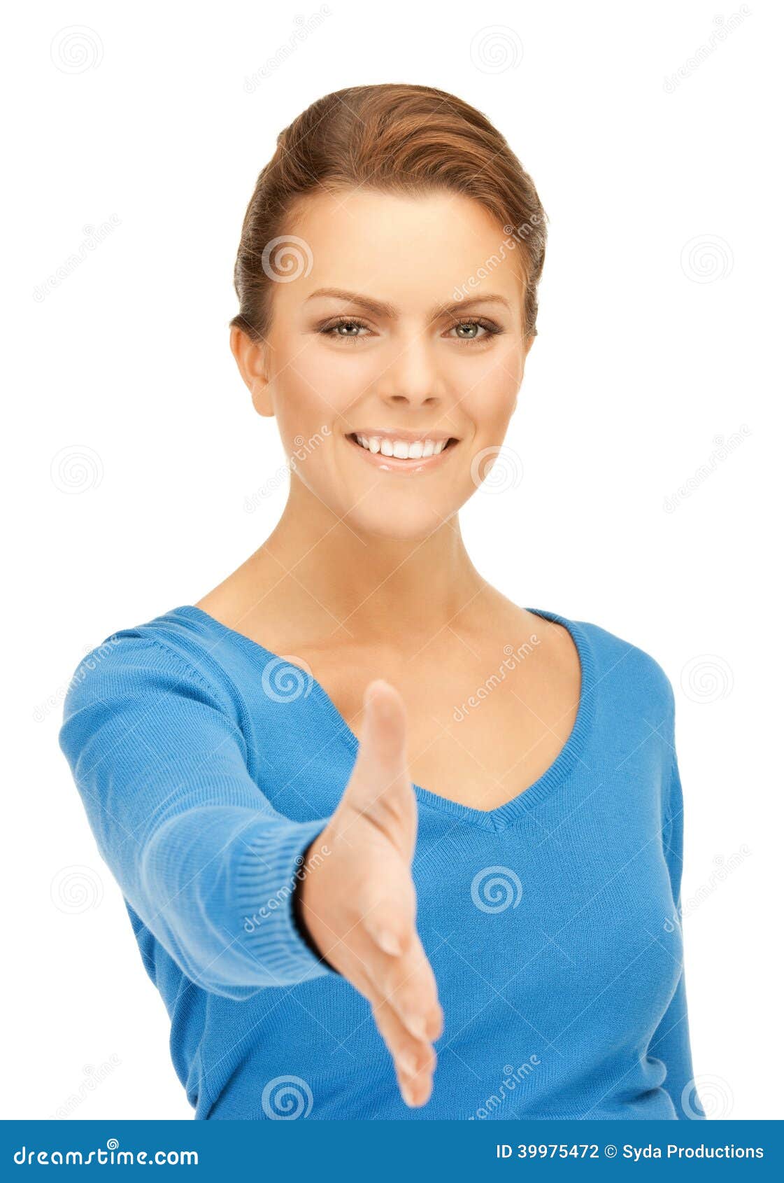 Woman with an Open Hand Ready for Handshake Stock Photo - Image of ...