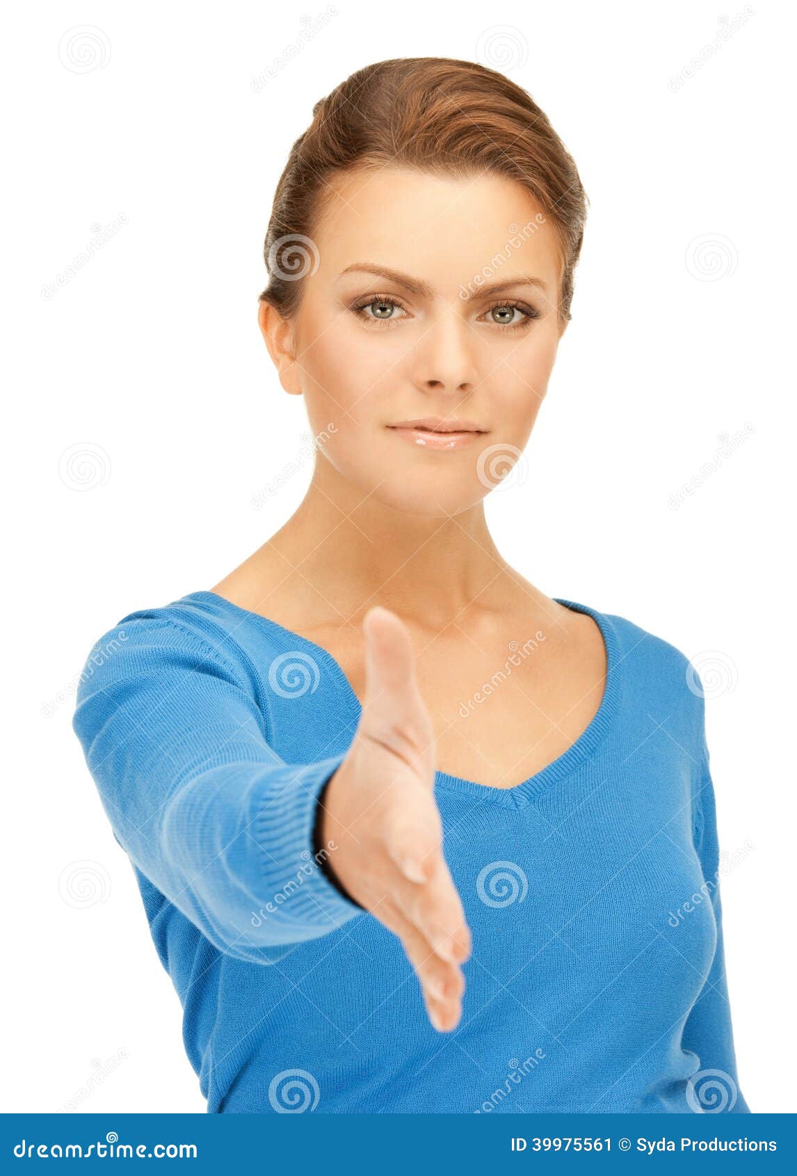 Woman with an Open Hand Ready for Handshake Stock Image - Image of ...