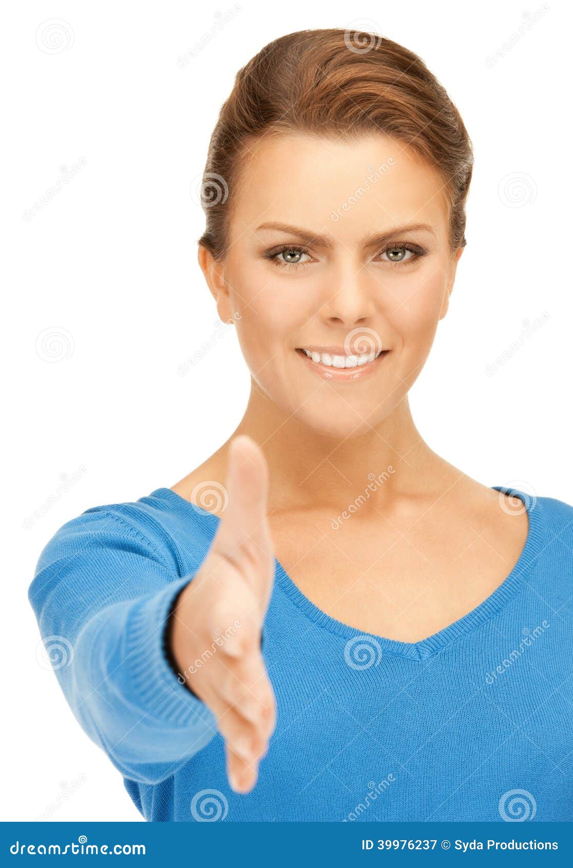 Woman with an Open Hand Ready for Handshake Stock Image - Image of ...