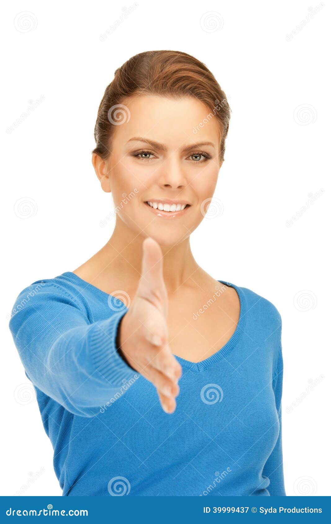 Woman with an Open Hand Ready for Handshake Stock Image - Image of ...