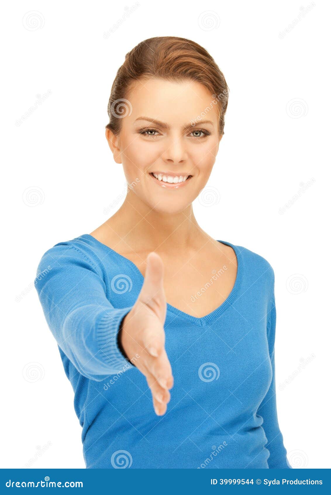 Woman with an Open Hand Ready for Handshake Stock Photo - Image of ...