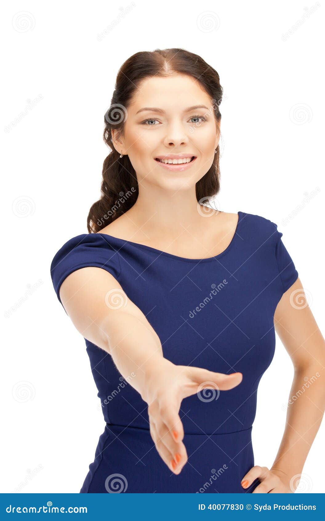 Woman with an Open Hand Ready for Handshake Stock Photo - Image of cute ...