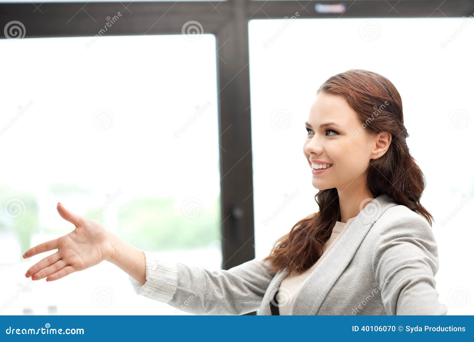 Woman with an Open Hand Ready for Handshake Stock Photo - Image of ...