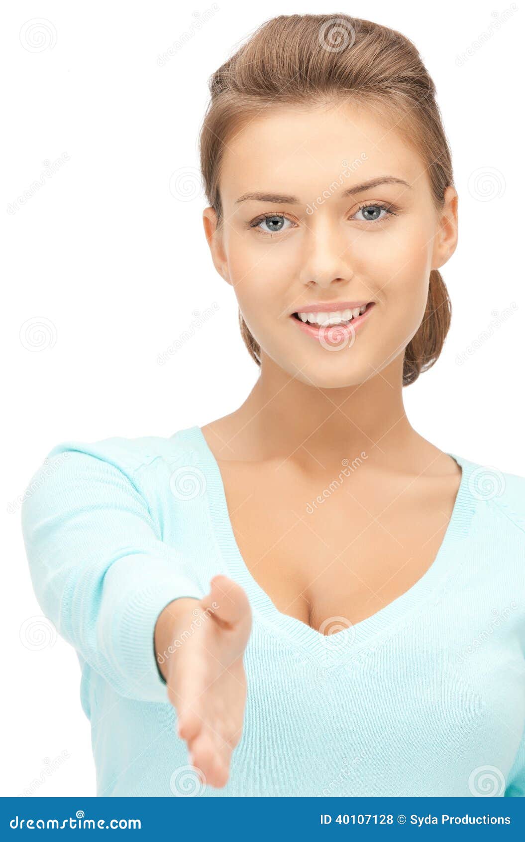 Woman with an Open Hand Ready for Handshake Stock Photo - Image of ...