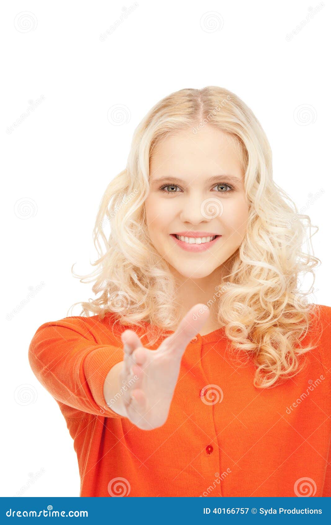 Woman with an Open Hand Ready for Handshake Stock Image - Image of ...