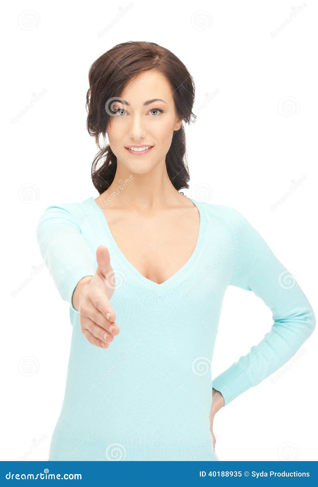 Woman with an Open Hand Ready for Handshake Stock Image - Image of ...
