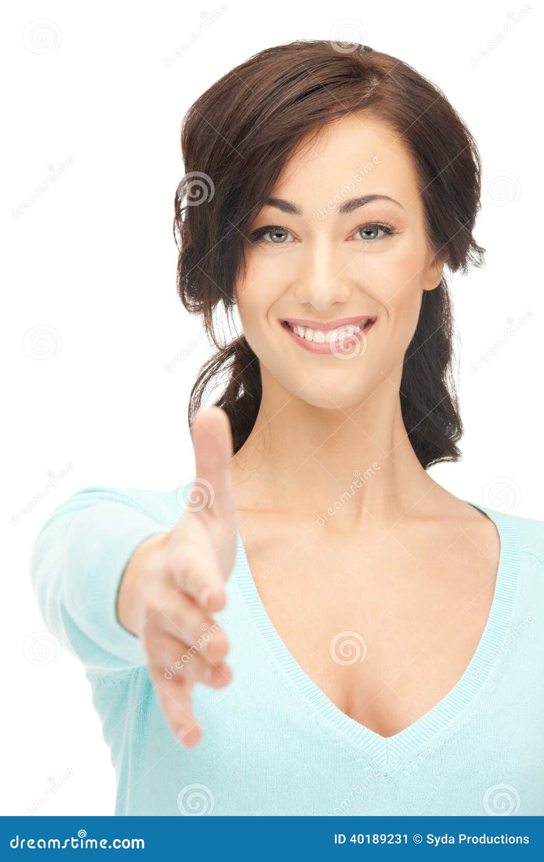 Woman with an Open Hand Ready for Handshake Stock Image - Image of lady ...