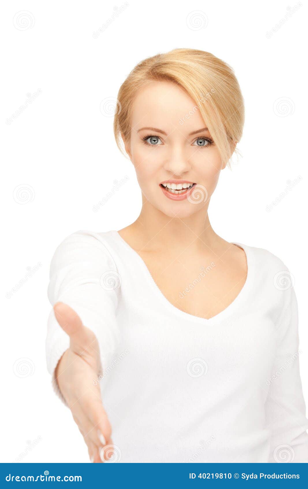 Woman with an Open Hand Ready for Handshake Stock Photo - Image of kind ...