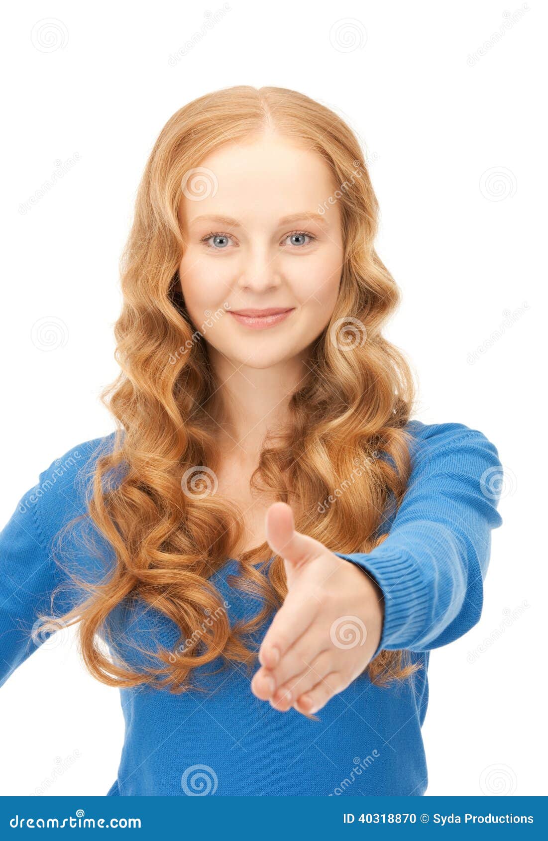 Woman with an Open Hand Ready for Handshake Stock Photo - Image of ...