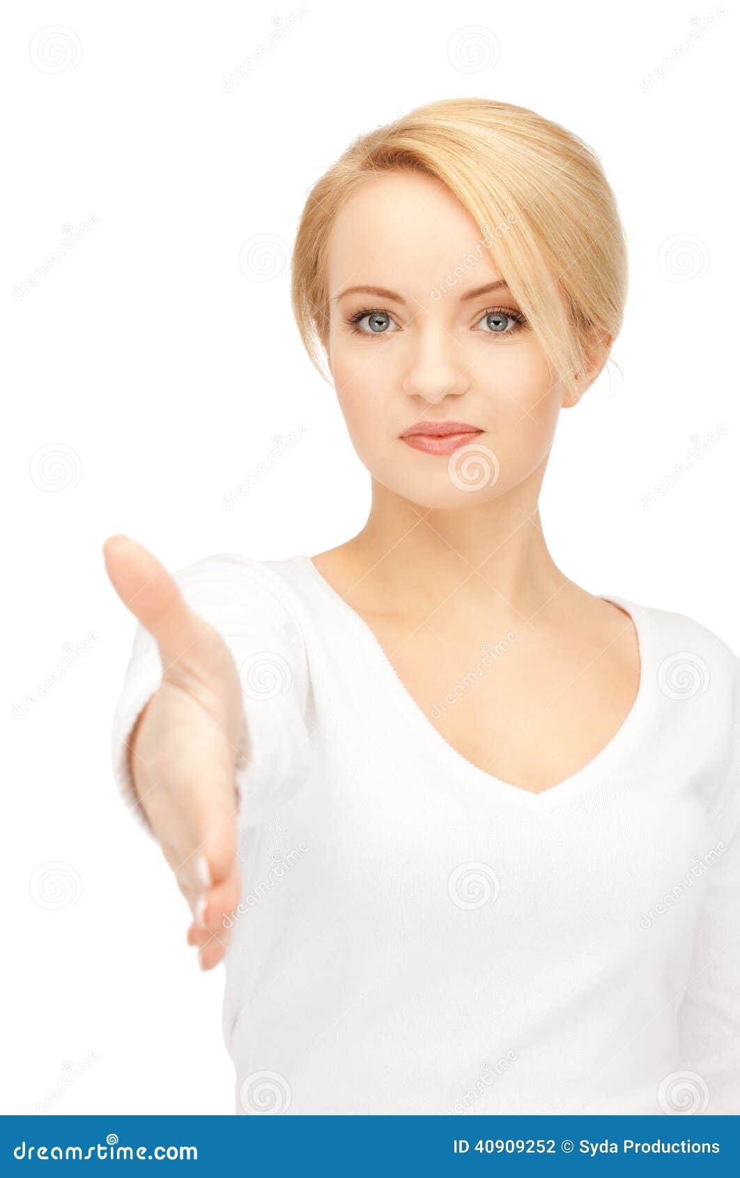 Woman with an Open Hand Ready for Handshake Stock Photo - Image of nice ...
