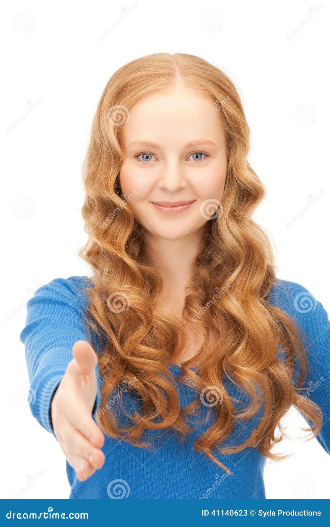 Woman with an Open Hand Ready for Handshake Stock Image - Image of ...