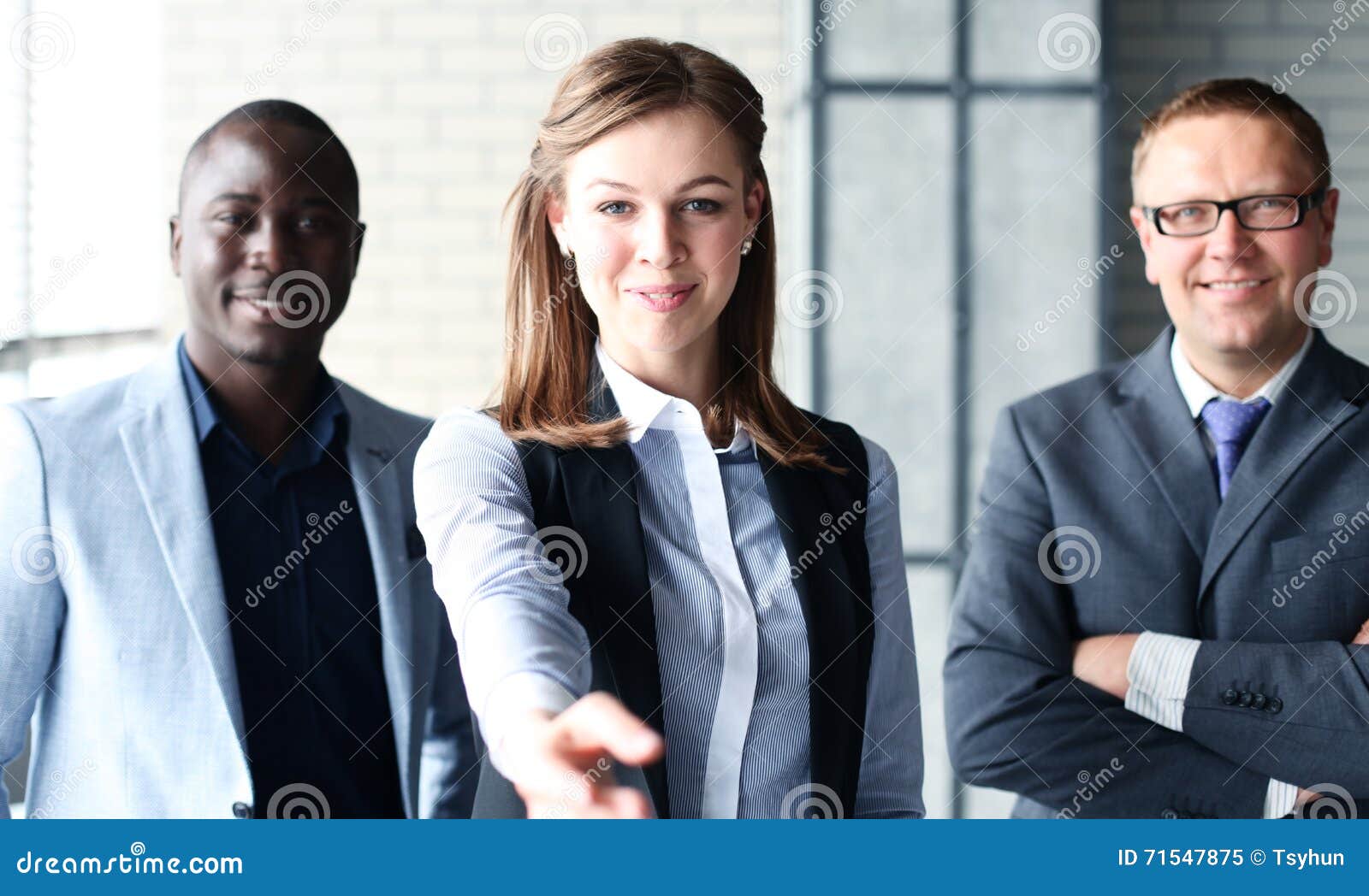 Woman with an open hand stock image. Image of handshake - 71547875