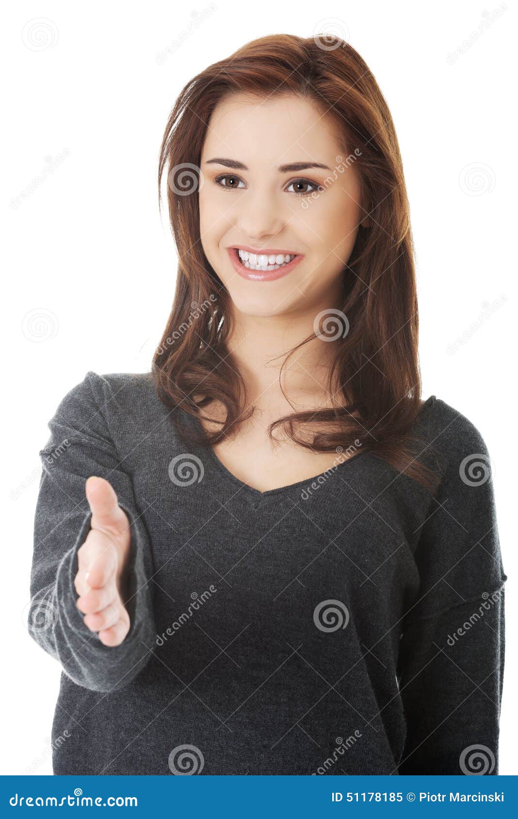 Woman with an Open Hand Ready for Handshake Stock Image - Image of ...