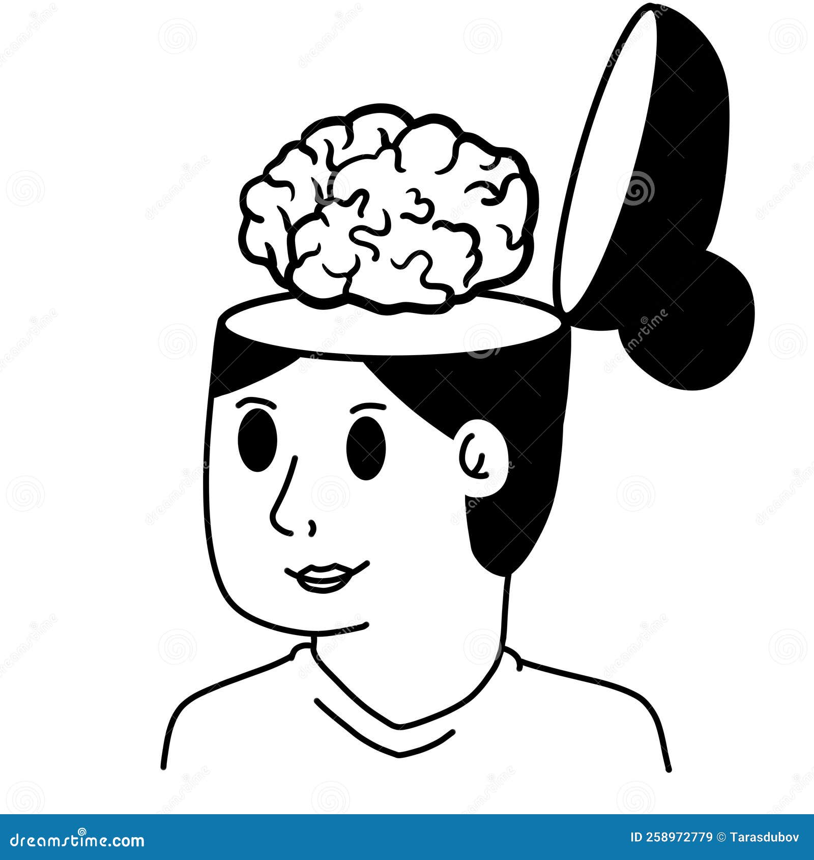 Woman with open mind. stock vector. Illustration of think - 258972779