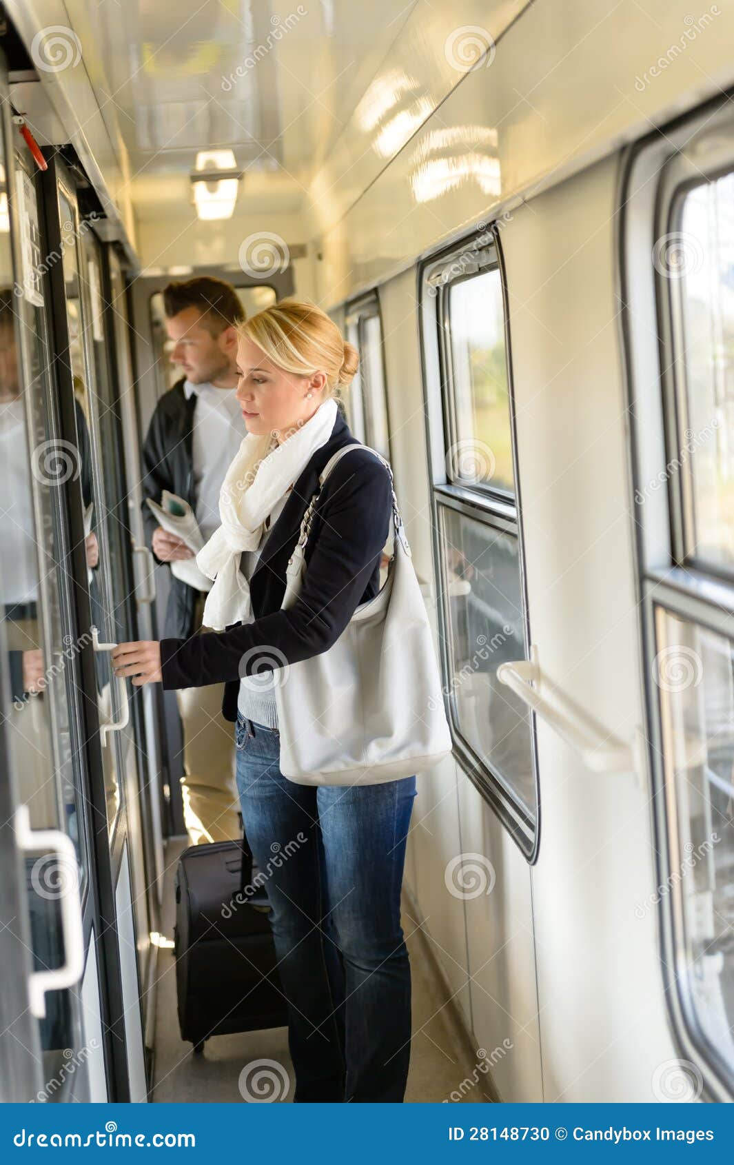 Train Compartment With Red Seats With The View Royalty-Free Stock ...